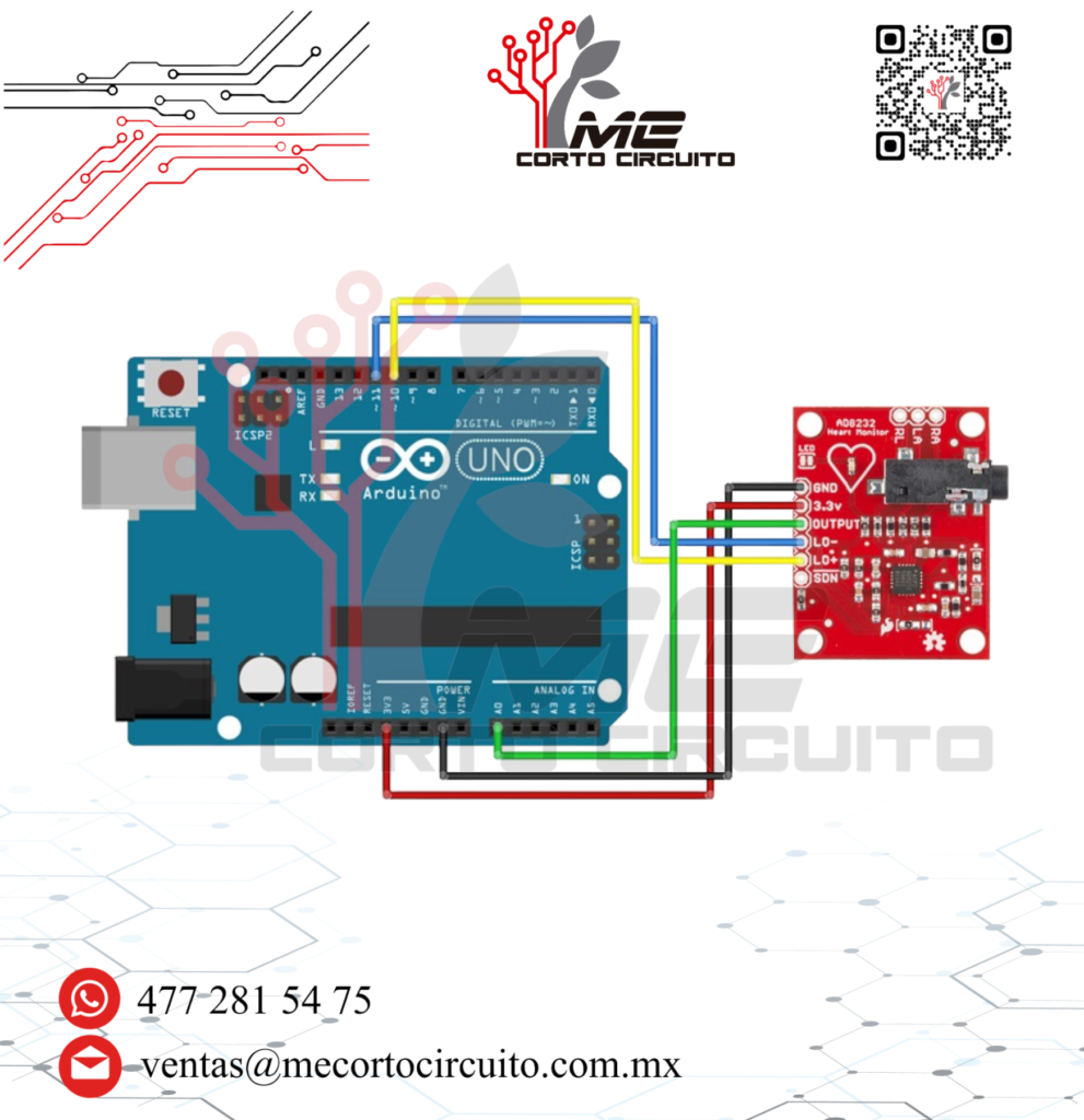 MÓDULO MONITOREO DE PULSO CARDIACO ECG AD8232 – Corto Circuito