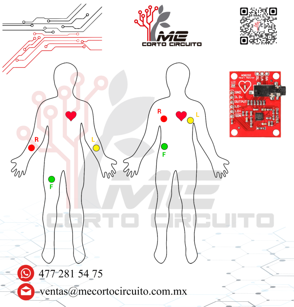 MÓDULO MONITOREO DE PULSO CARDIACO ECG AD8232 – Corto Circuito