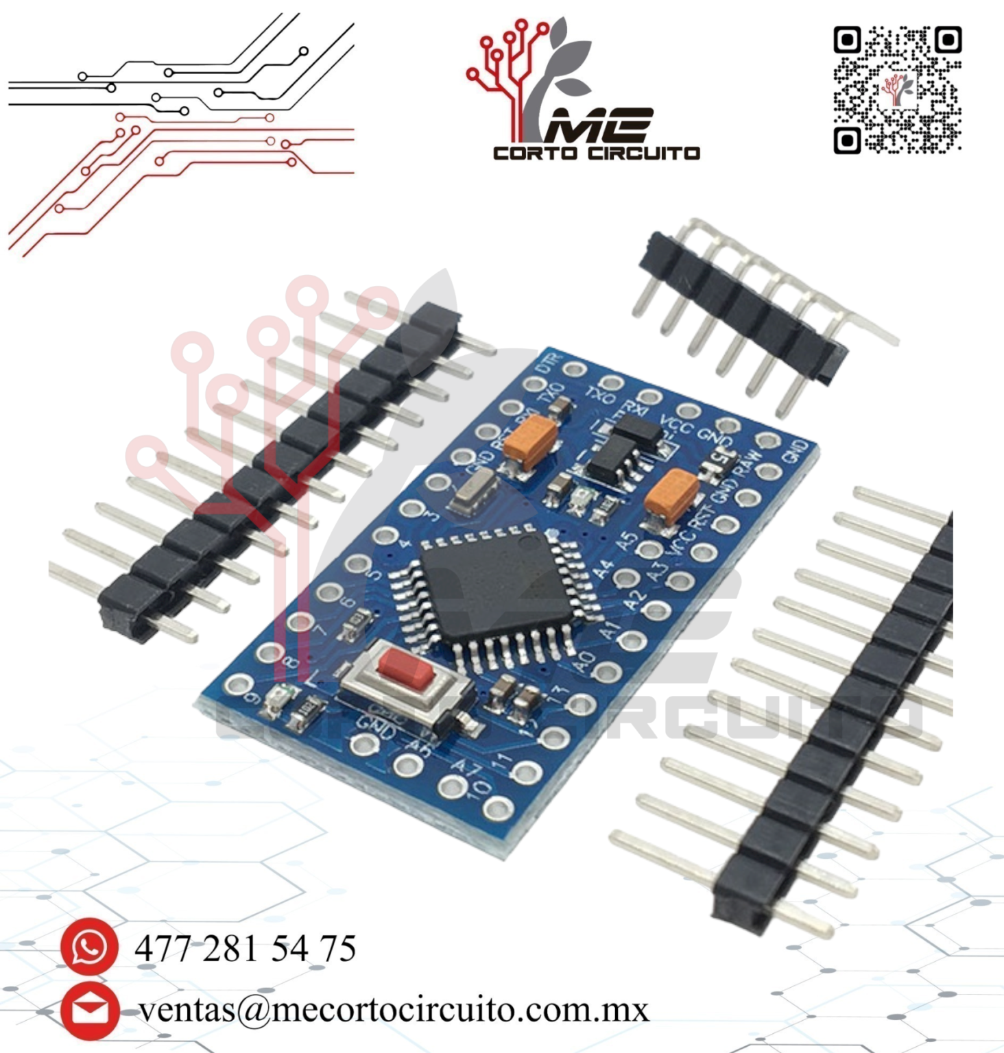 ARDUINO PRO-MINI ATMEGA328 5V 16MHZ – Corto Circuito