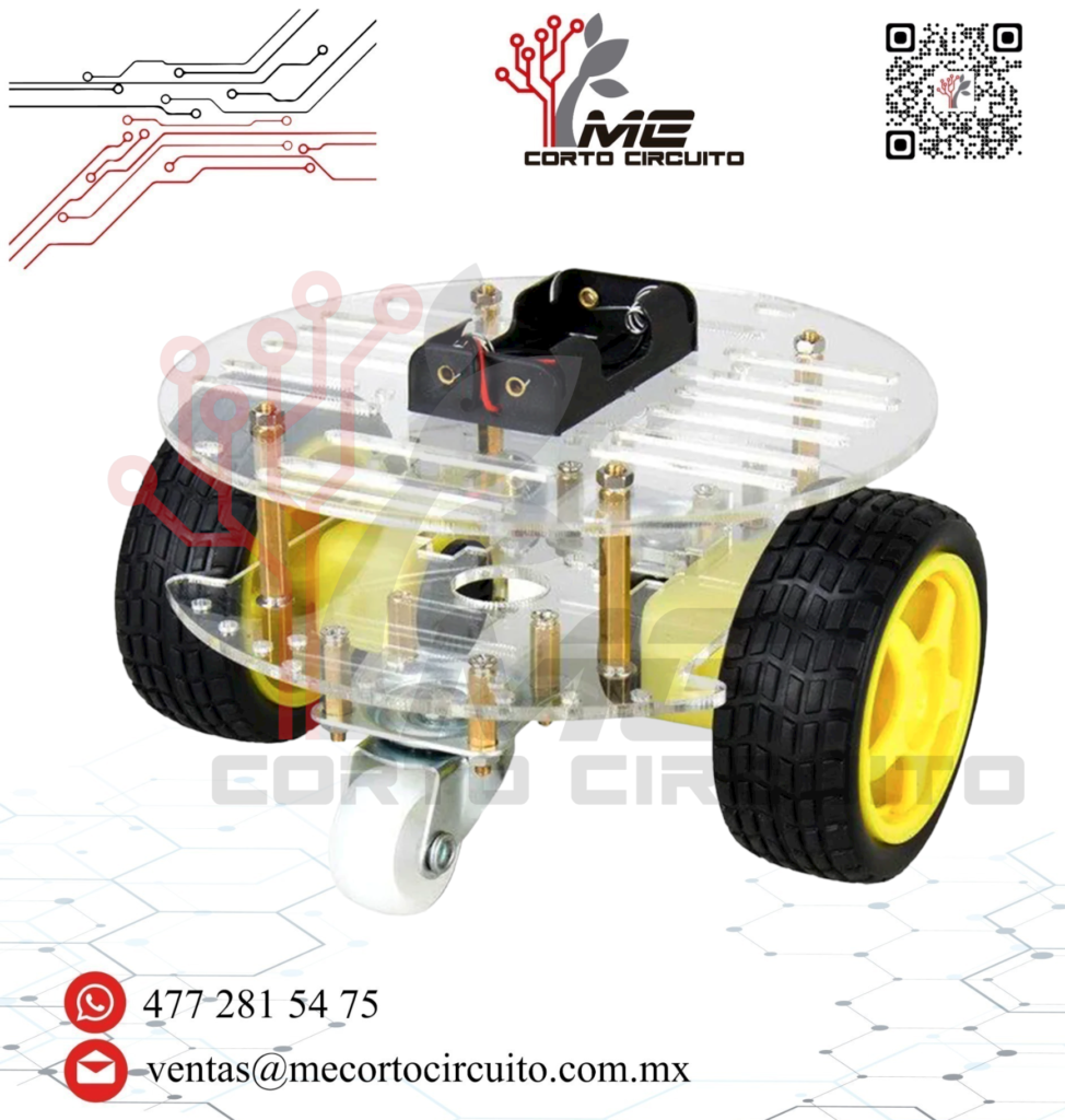 CHASIS REDONDO CARRO ROBOT 2 RUEDAS – Corto Circuito CHASIS REDONDO CARRO ROBOT 2 RUEDAS – Corto Circuito