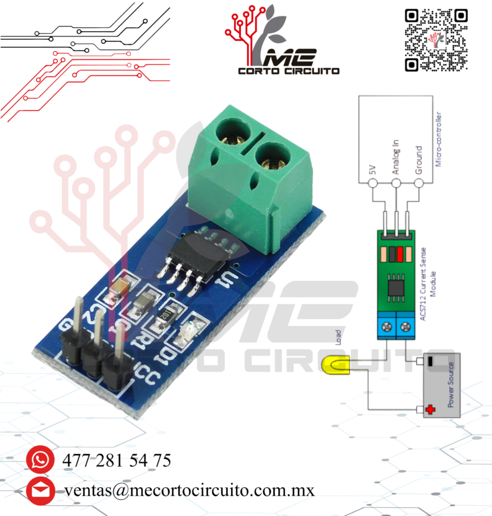 SENSOR DE CORRIENTE ACS712 20A – Corto Circuito