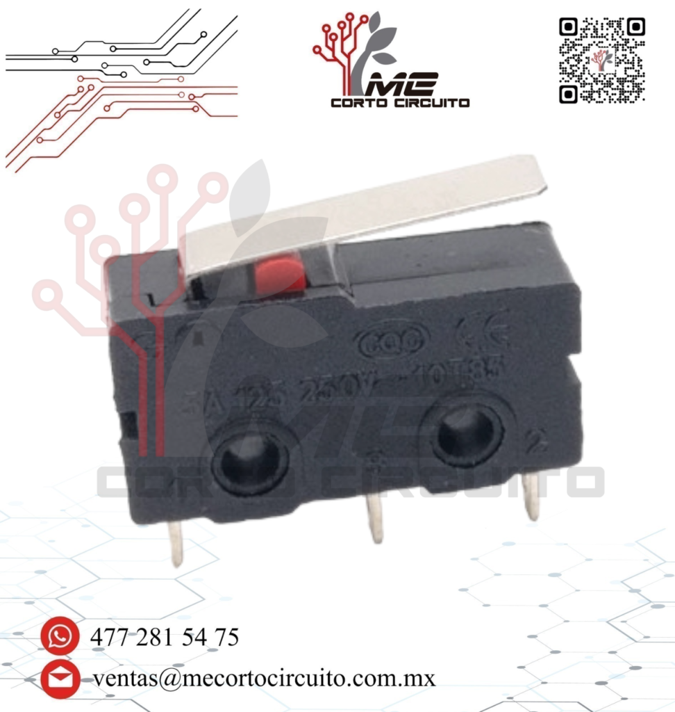 MICRO SWITCH 3 PINES CON LAMINA 3A 250V – Corto Circuito