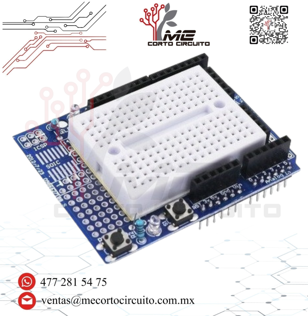 PROTOSHIELD PARA ARDUINO UNO C/PROTO 170 PUNTOS – Corto Circuito