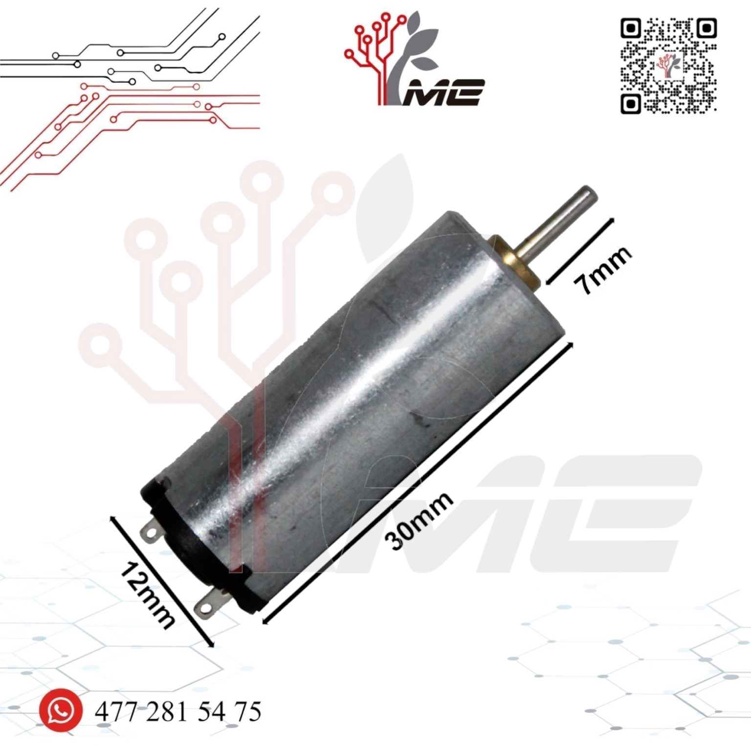 MINI MOTOR 3.7V 6500 RPM 30*12MM EJE 7MM – Corto Circuito