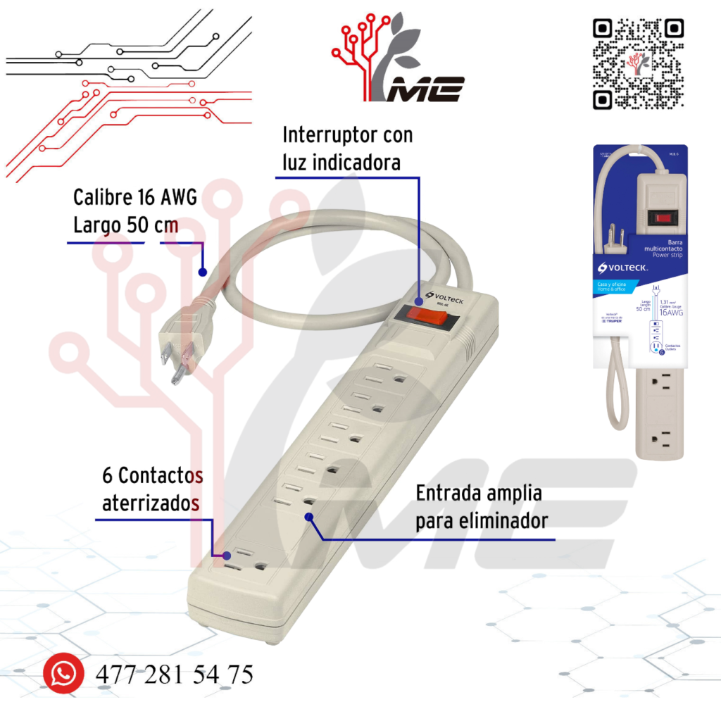 MULTICONTACTO 6 CONTACTOS 16 AWG – Corto Circuito