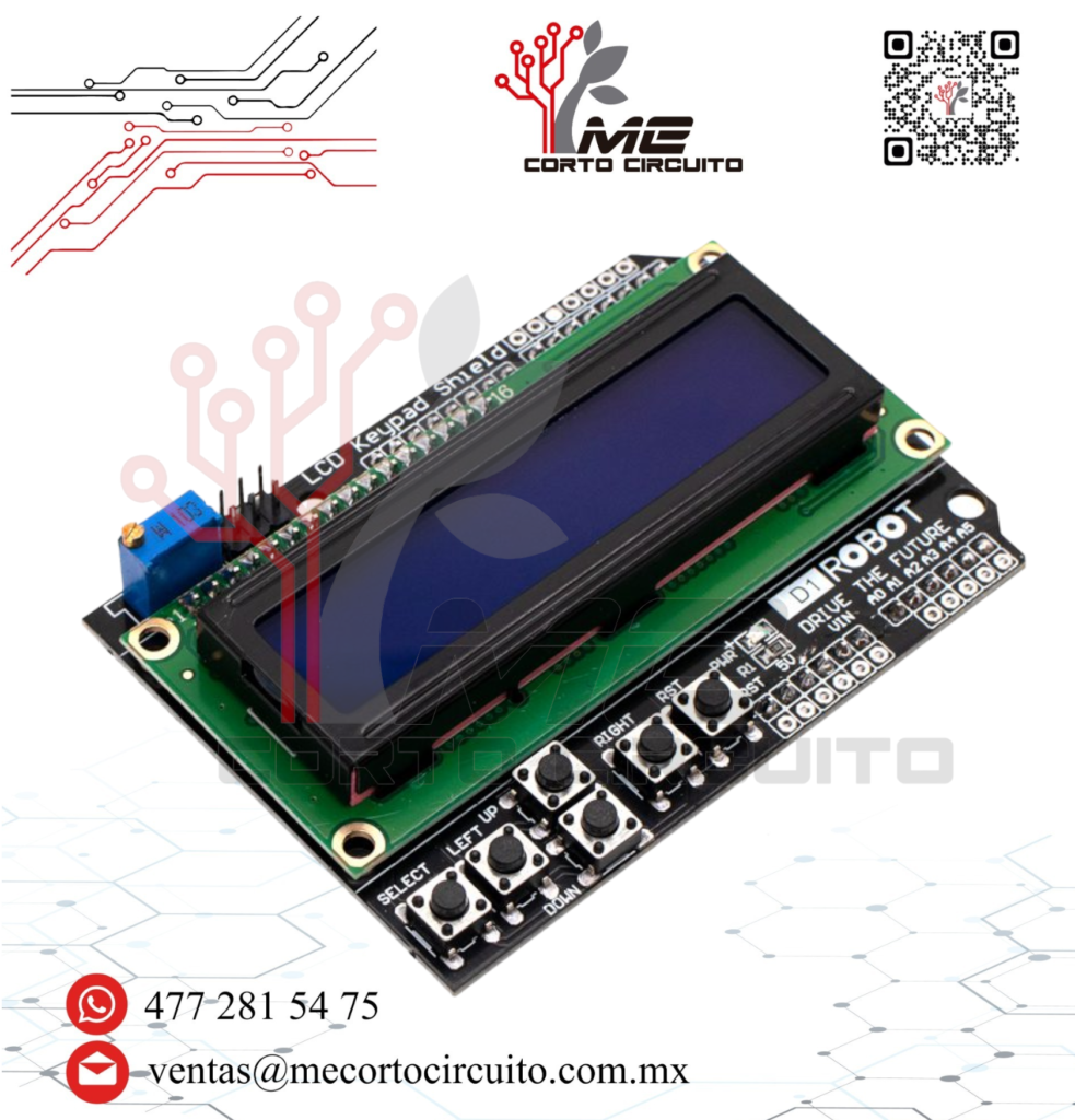 PANTALLA LCD SHIELD 16X2 – Corto Circuito