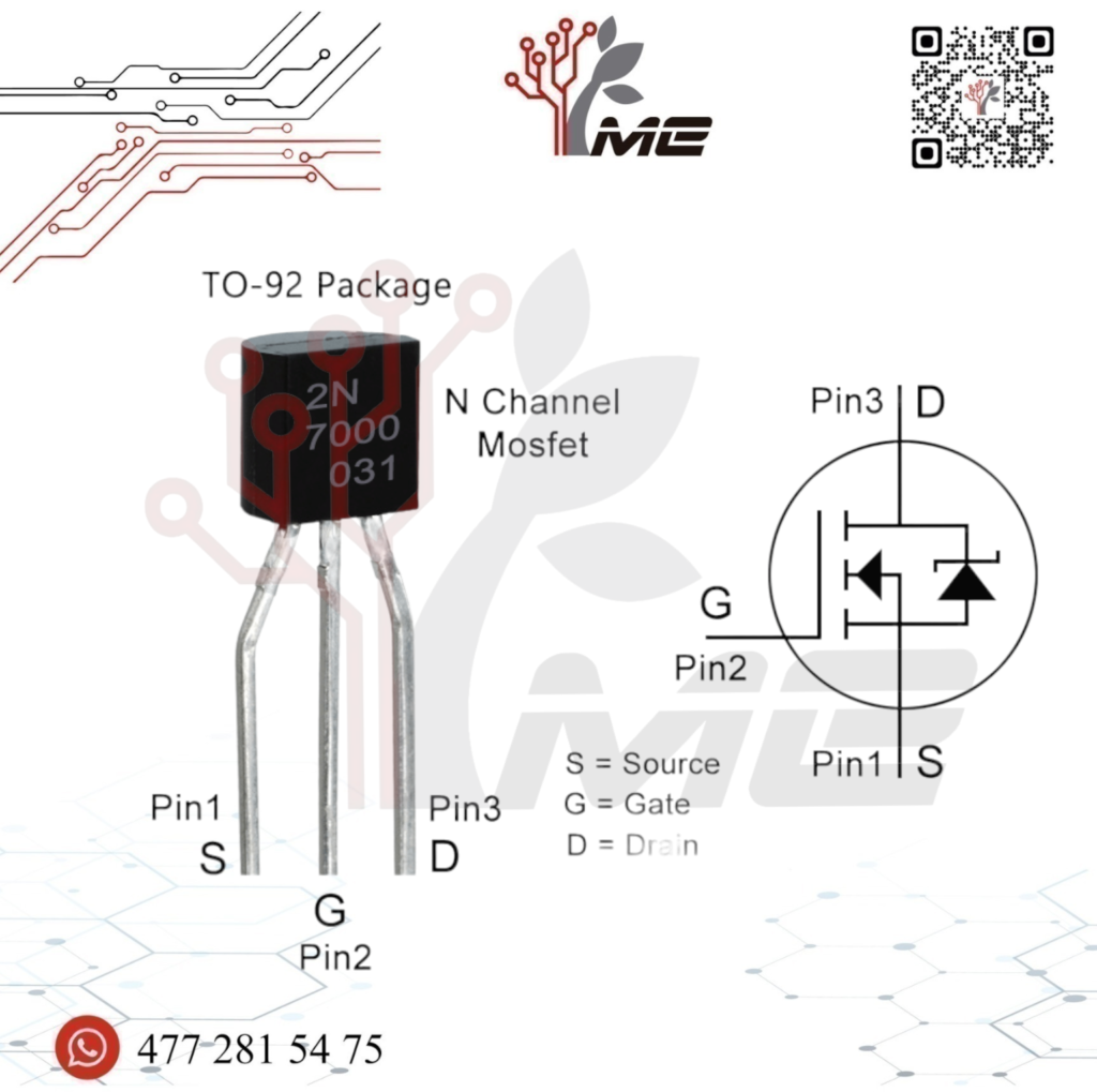 TRANSISTOR MOSFET 2N7000 TO-92 – Corto Circuito