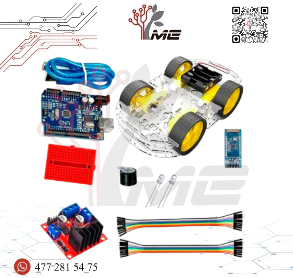 KIT DE CARRO ROBOT 4 LLANTAS CON BLUETOOTH – Corto Circuito