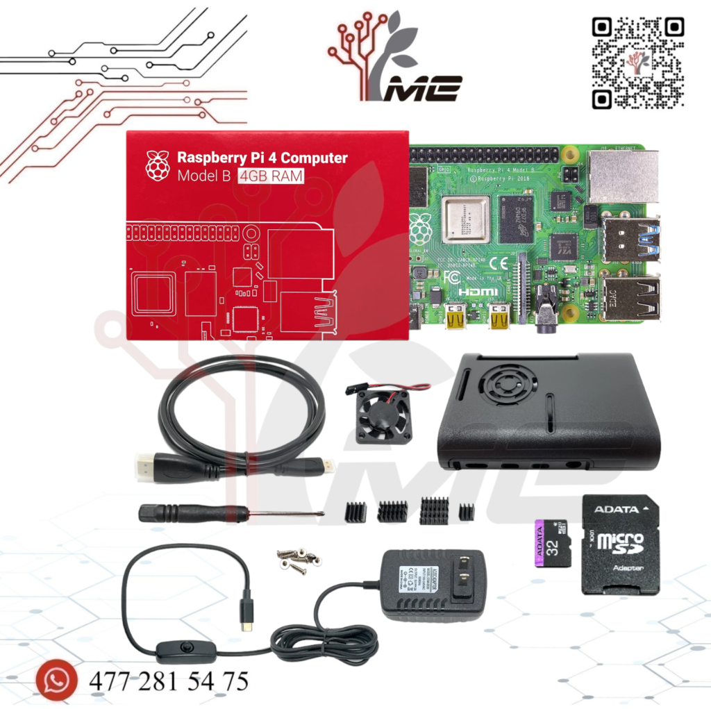 KIT BASICO RASPBERRY PI 4 4GB CON ACCESORIOS – Corto Circuito